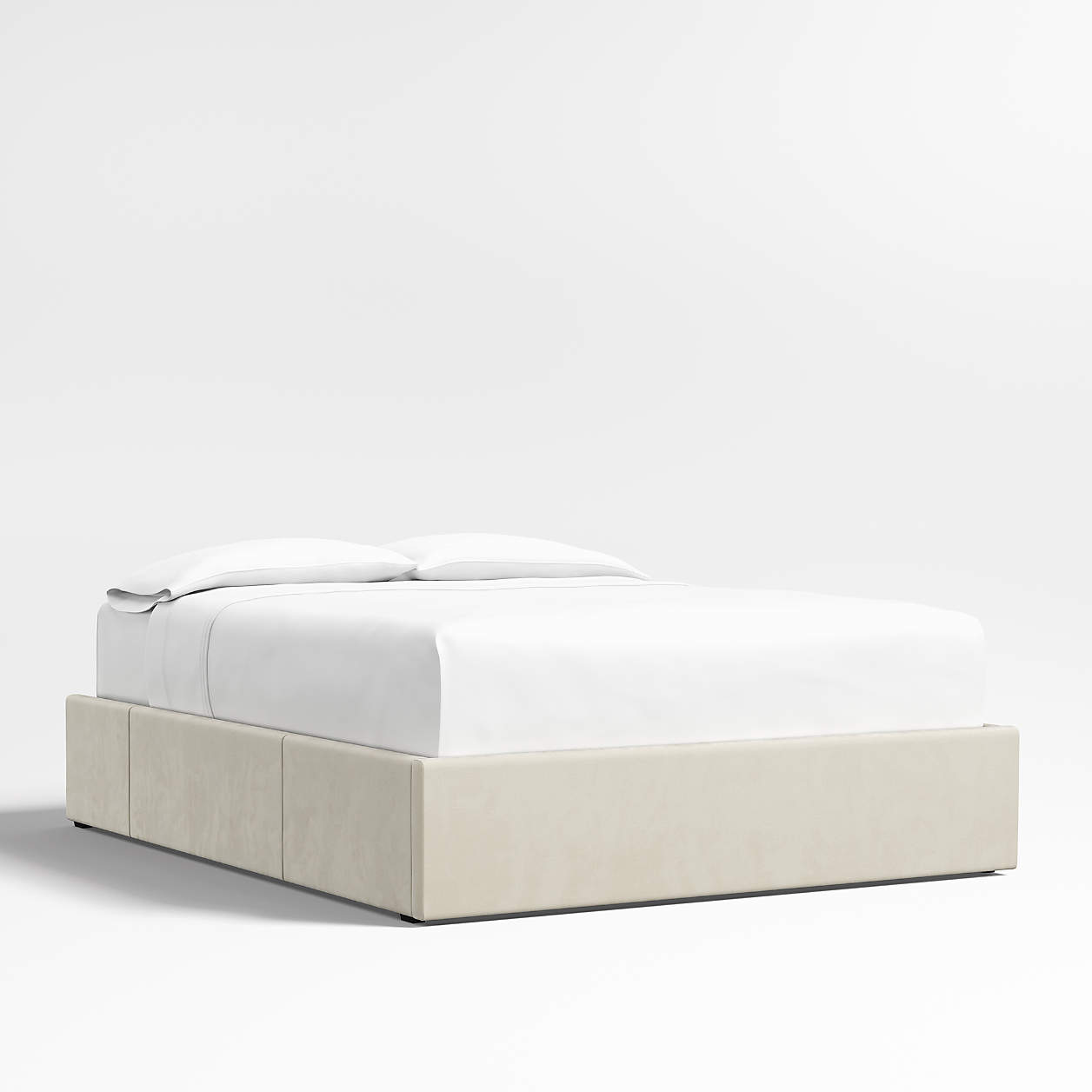 Velvet Beige Upholstered Queen Storage Bed Base | Crate & Barrel
