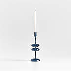 Venezia Medium Deep Blue Glass Taper Candle Holder + Reviews | Crate ...