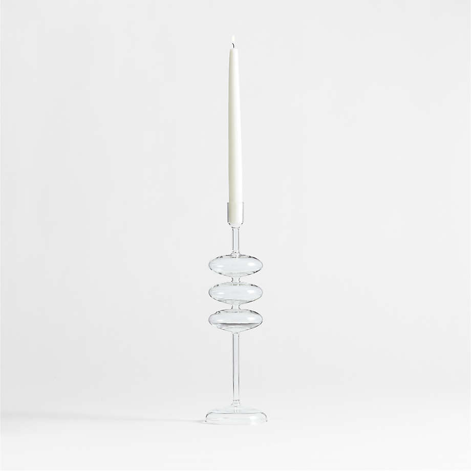 Venezia Large Clear Glass Taper Candle Holder + Reviews | Crate ...