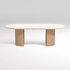 Vernet Travertine and Wood 54" Oval Coffee Table + Reviews | Crate & Barrel
