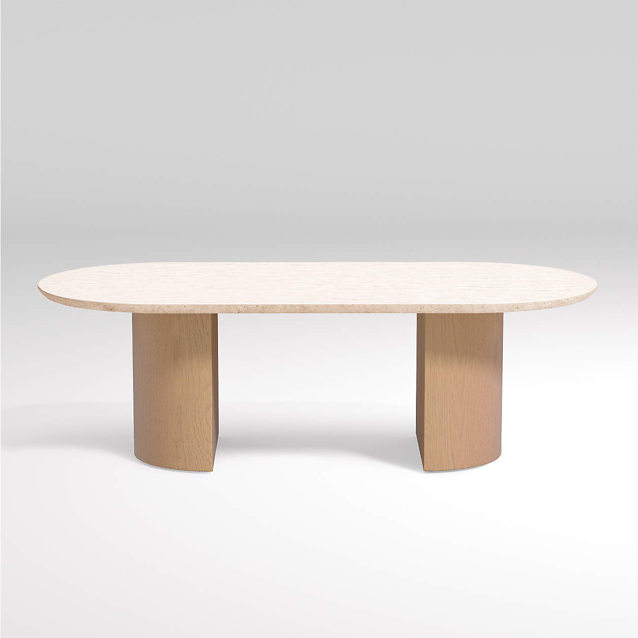 Vernet Travertine and Wood 54" Oval Coffee Table + Reviews | Crate & Barrel