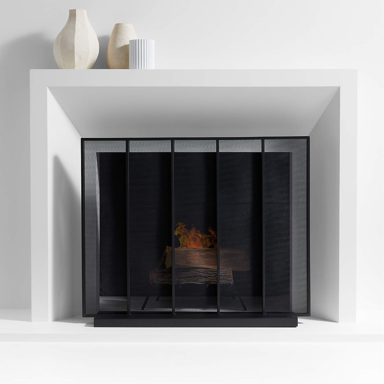 Black Vertical Fireplace Screen | Crate & Barrel