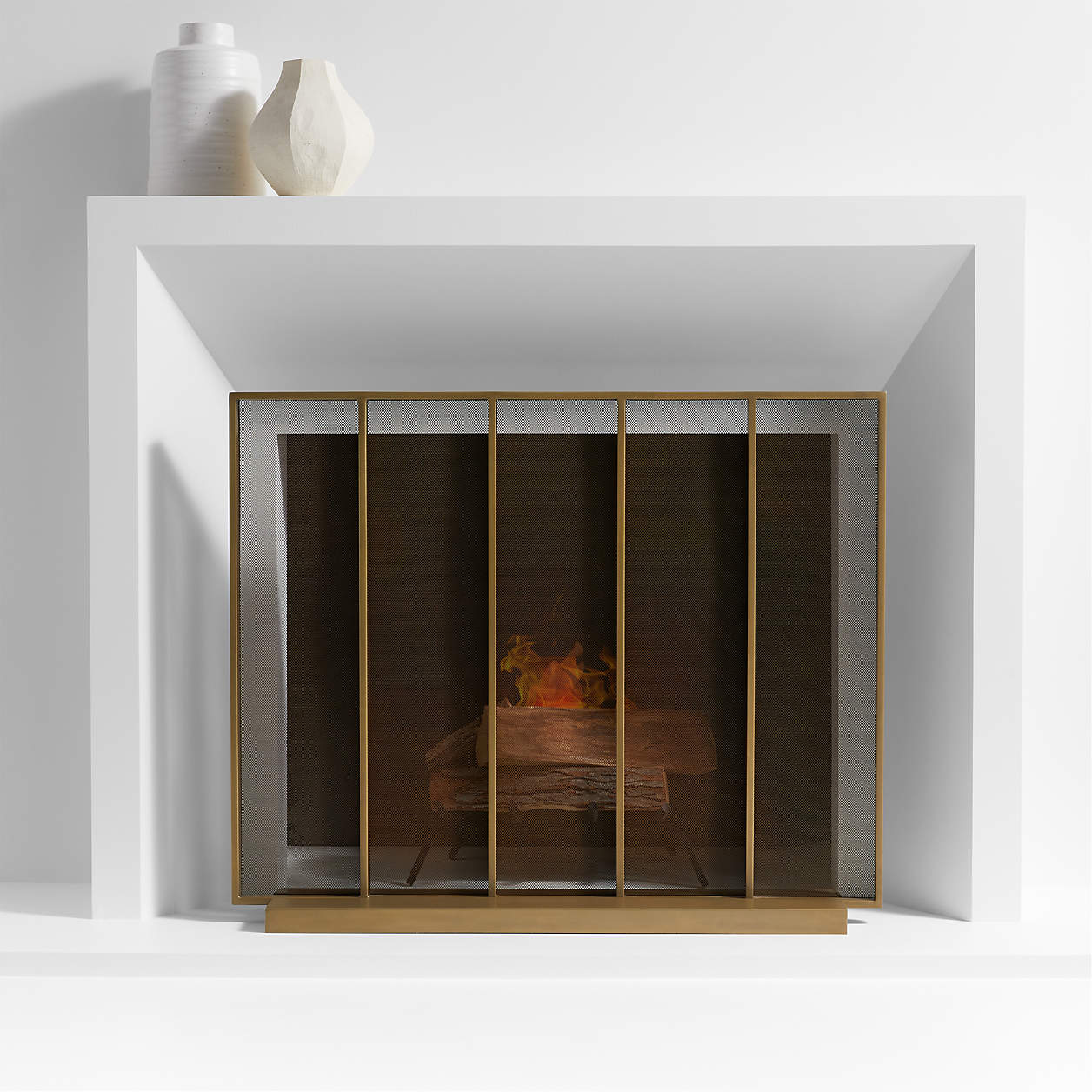 Brass Vertical Fireplace Screen | Crate & Barrel