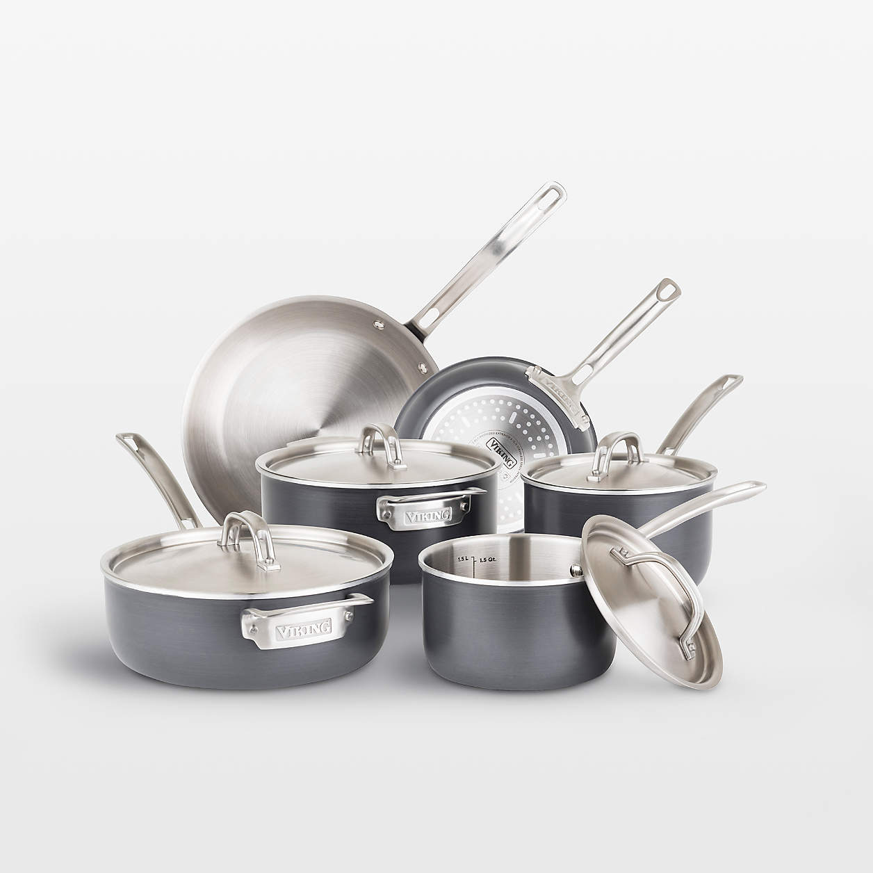 Viking 5-Ply Hard-Anodized 10-Piece Cookware Set with Stainless Steel ...