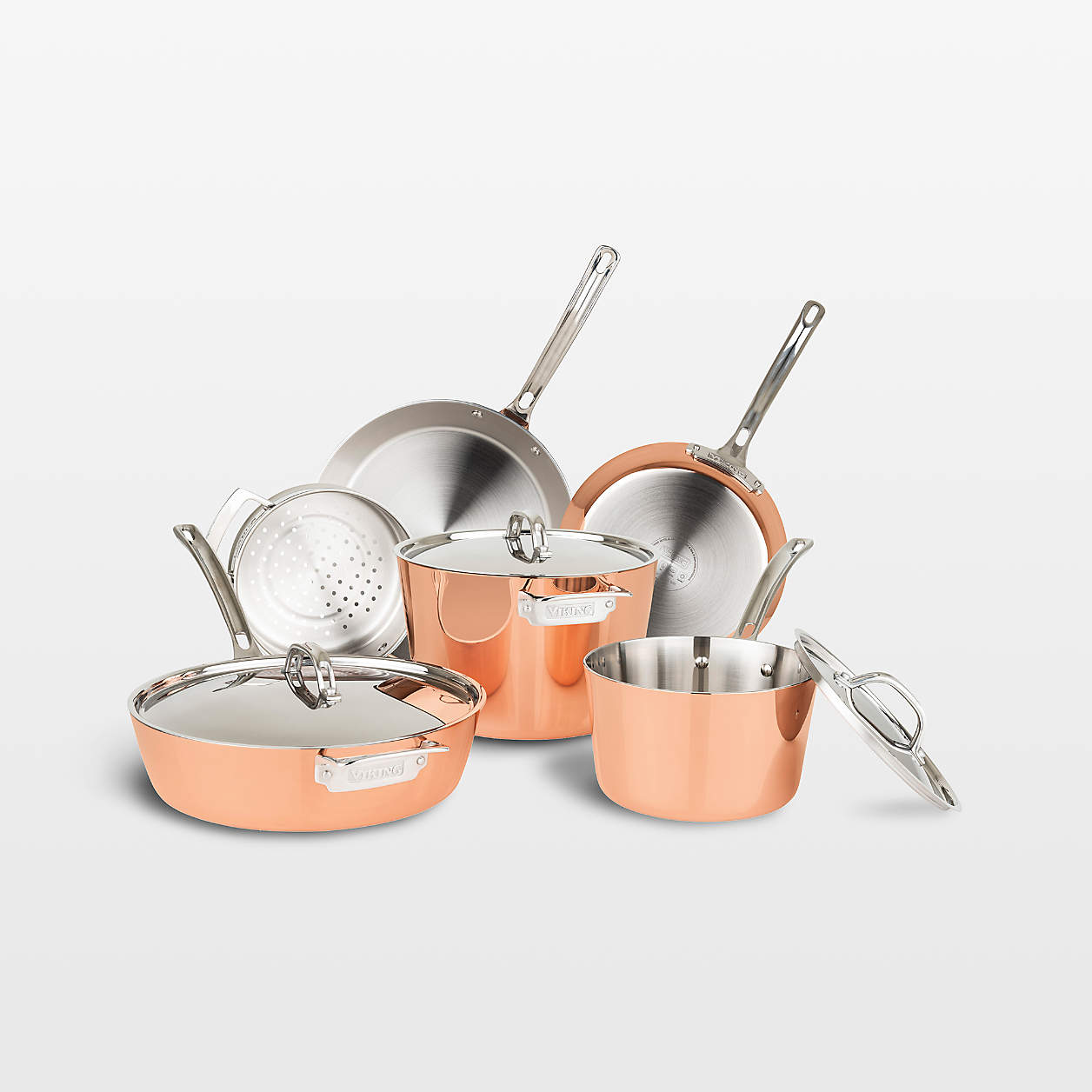 Viking Copper Clad 4-Ply Contemporary 9-Piece Cookware Set | Crate & Barrel