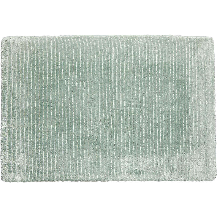 Viscose Double Striped Light Green Kids Area Rug Swatch | Crate & Kids