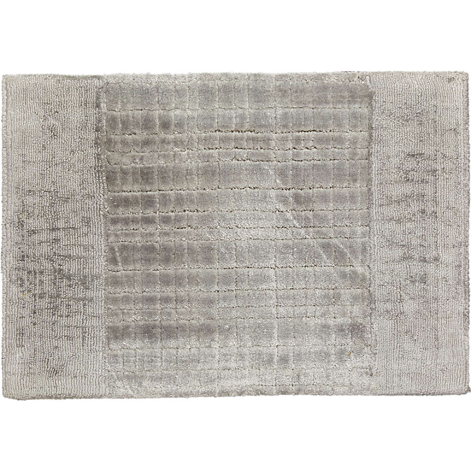 Viscose Grid Light Grey Kids Area Rug Swatch | Crate & Kids