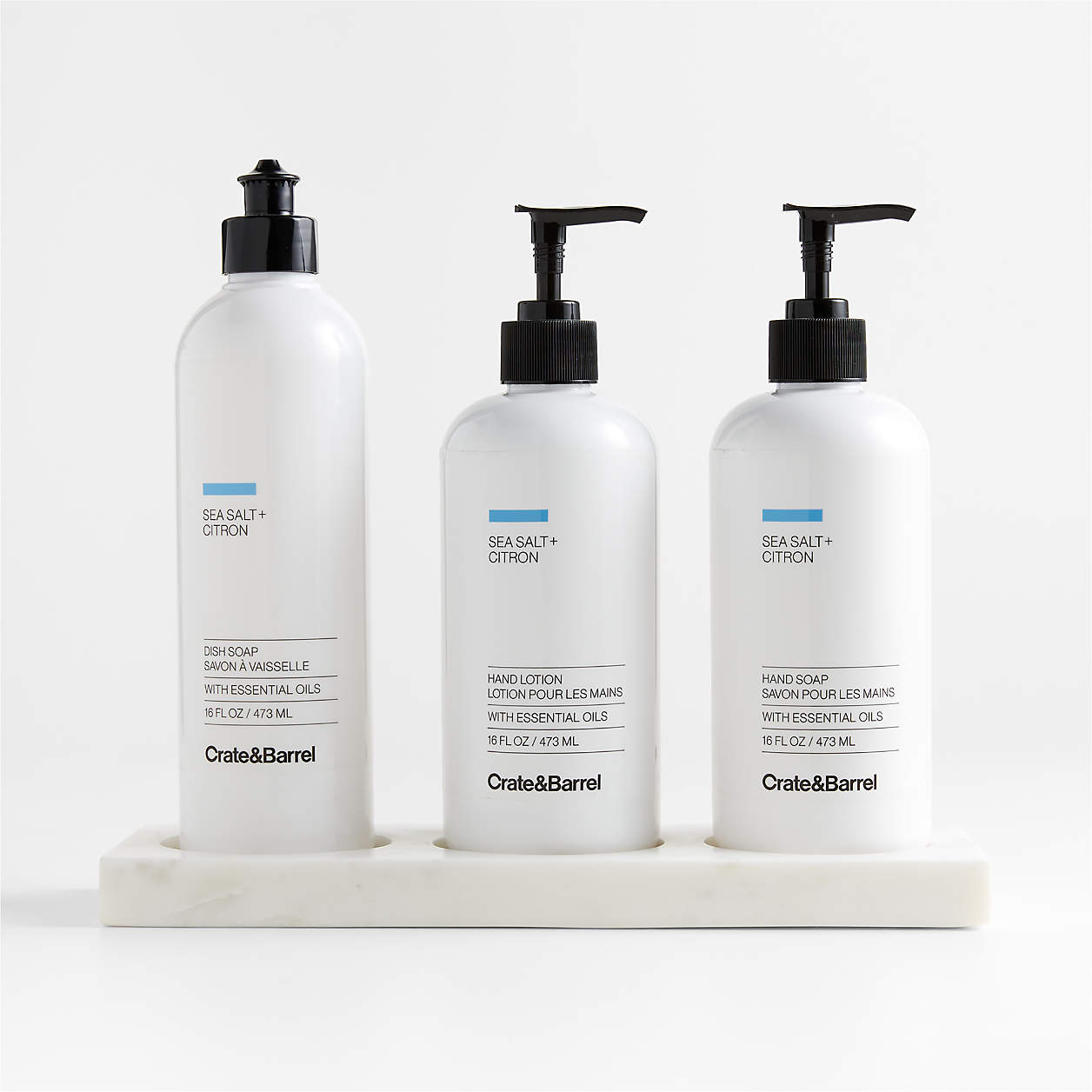 White Marble Sea Salt + Citron 4-Piece Kitchen Set + Reviews | Crate & Barrel