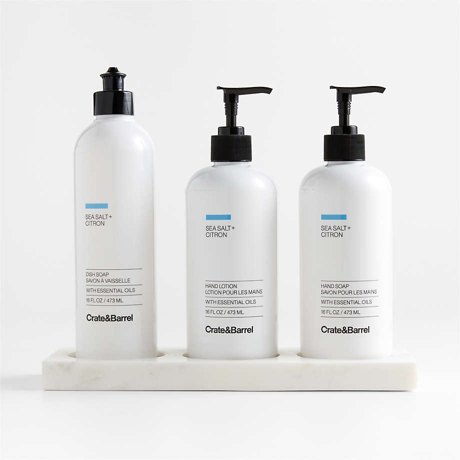 White Marble Sea Salt + Citron 4-Piece Kitchen Set | Crate & Barrel