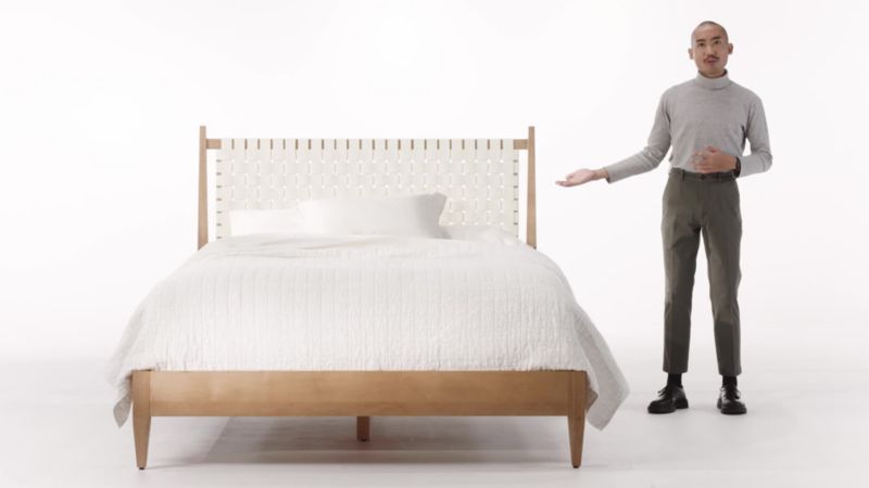 Rio White Leather and Wood Queen Bed Frame + Reviews | Crate & Barrel