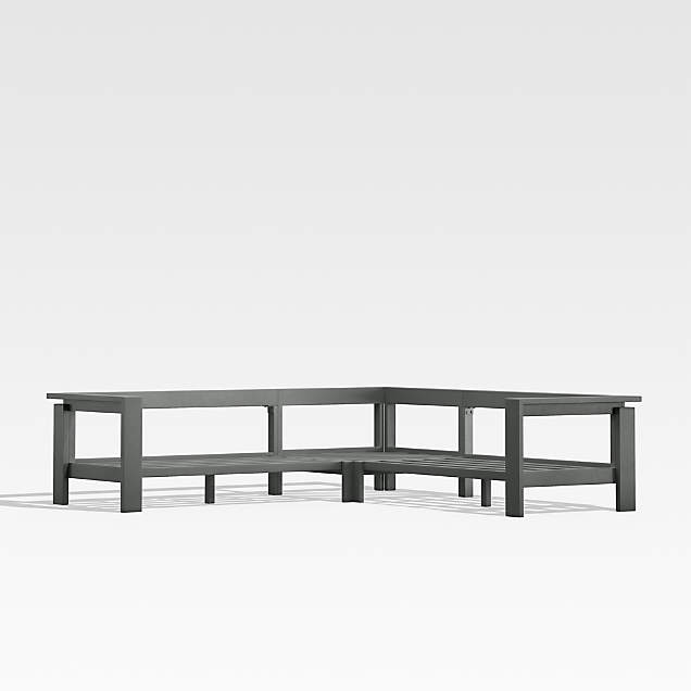 Walker Black Metal 4-Piece L-Shaped Outdoor Sectional Sofa Frame ...