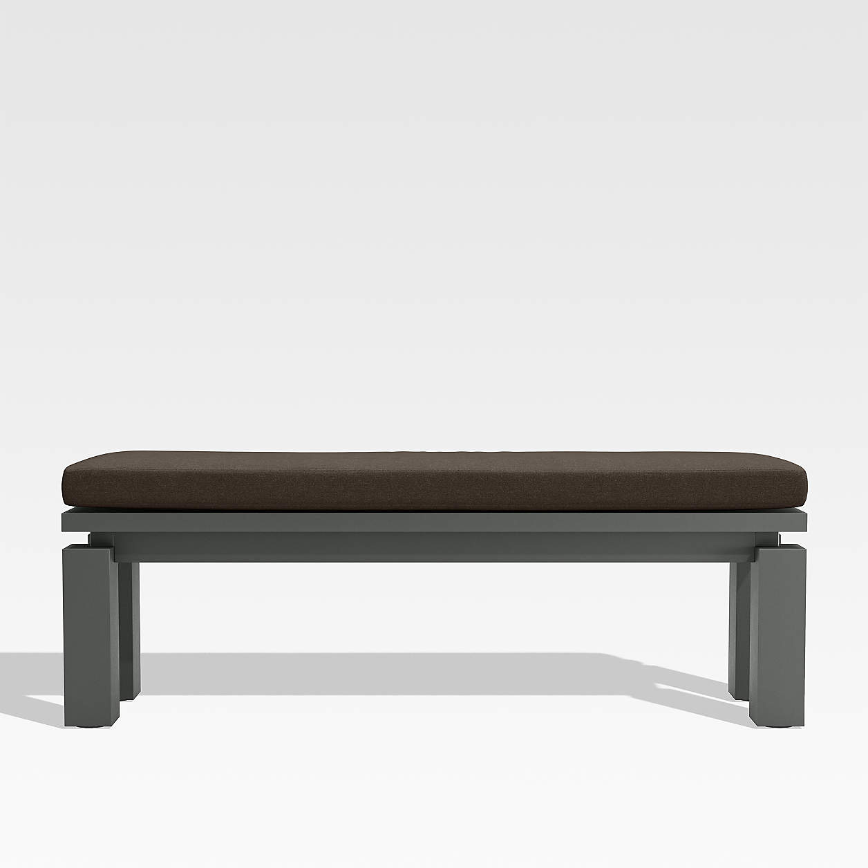Walker Metal Outdoor Dining Bench with Java Brown Sunbrella Cushion ...