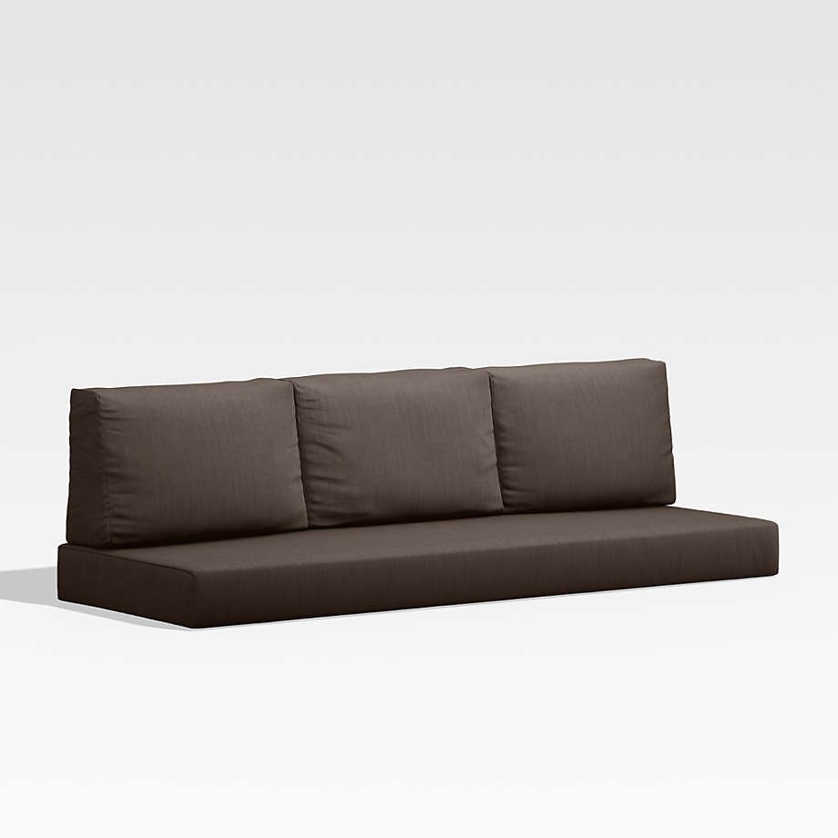 Walker Outdoor Metal Sofa with Java Brown Sunbrella Cushions | Crate & Barrel