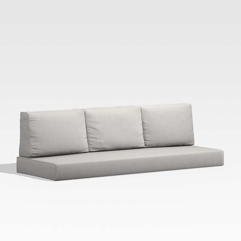 Walker Outdoor Metal Sofa with Silver Sunbrella Cushions | Crate & Barrel