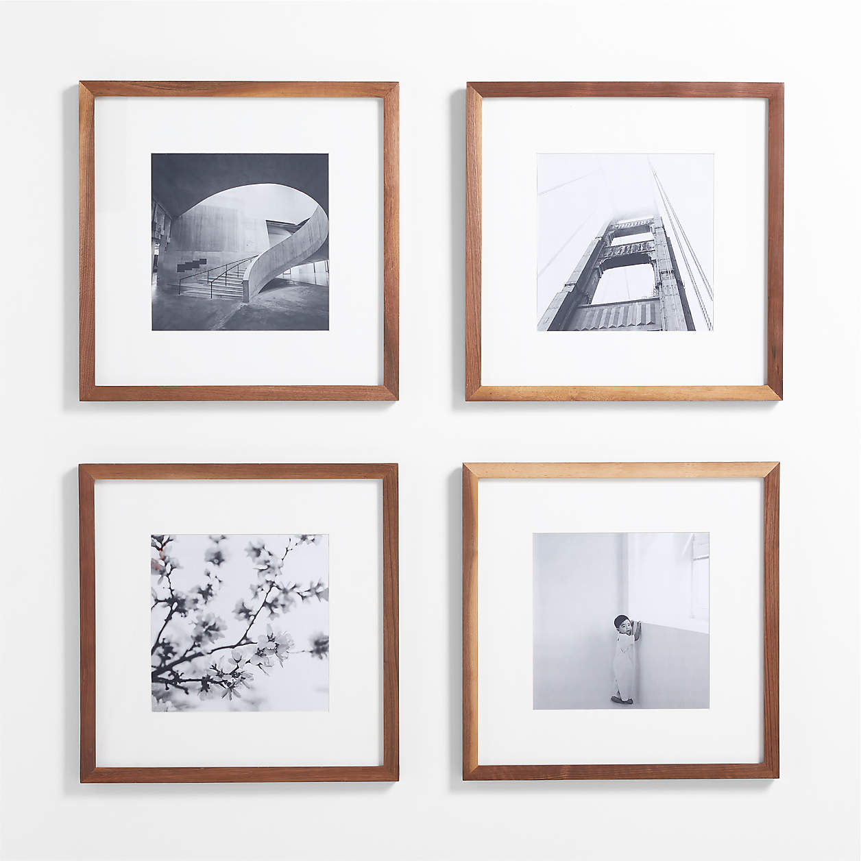 4-Piece Walnut Wood 11x11 Gallery Wall Picture Frame Set + Reviews ...