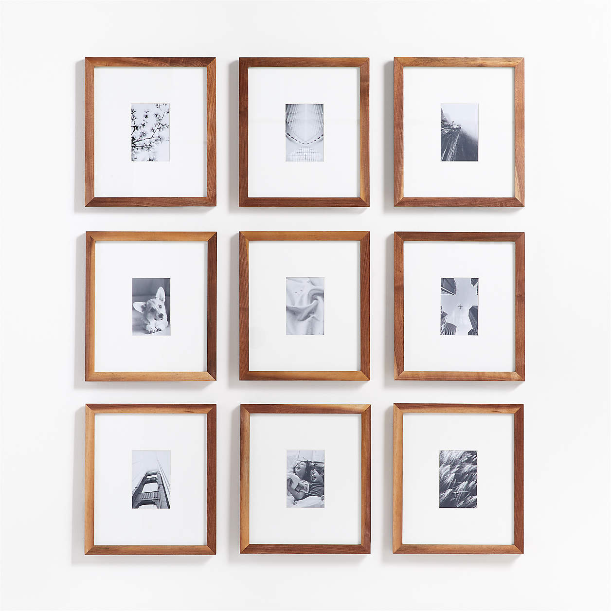 9-Piece Walnut Wood 4x6 Gallery Wall Picture Frame Set + Reviews ...