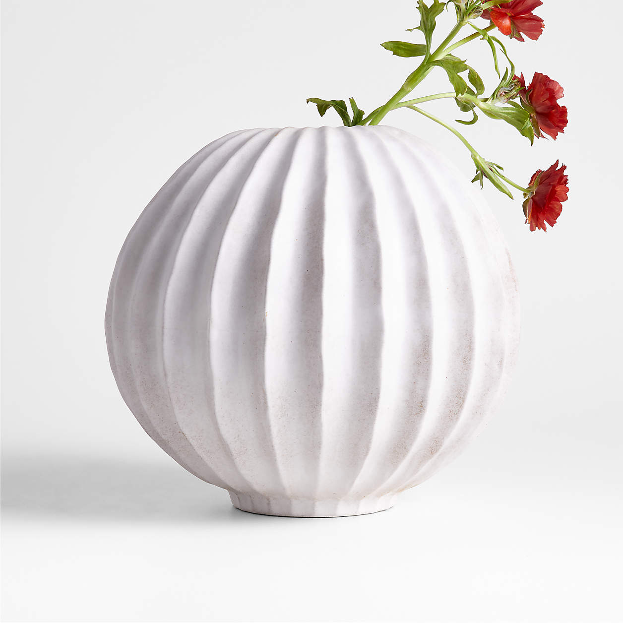 Warren White Stoneware Round Vase 9" | Crate & Barrel