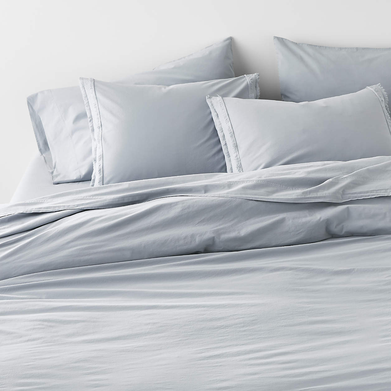 Organic Cotton Mist Blue Full/Queen Duvet Cover | Crate & Barrel
