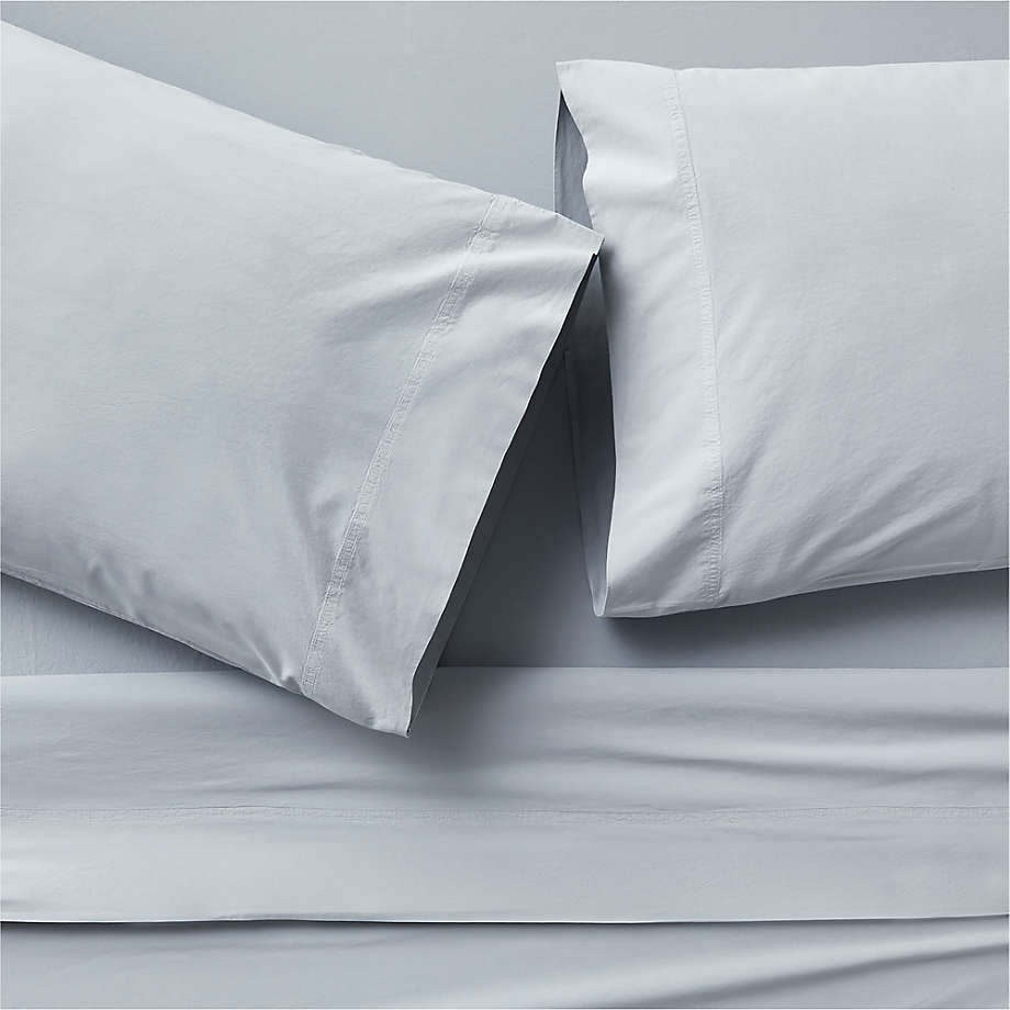 Favorite Washed Organic Cotton Mist Blue Full Bed Sheet Set + Reviews ...