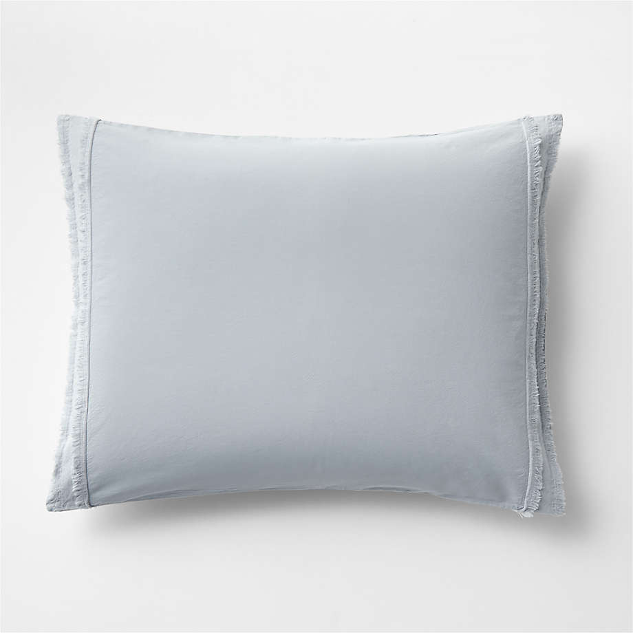 Organic Cotton Mist Blue Eyelash Fringe Duvet Covers | Crate & Barrel