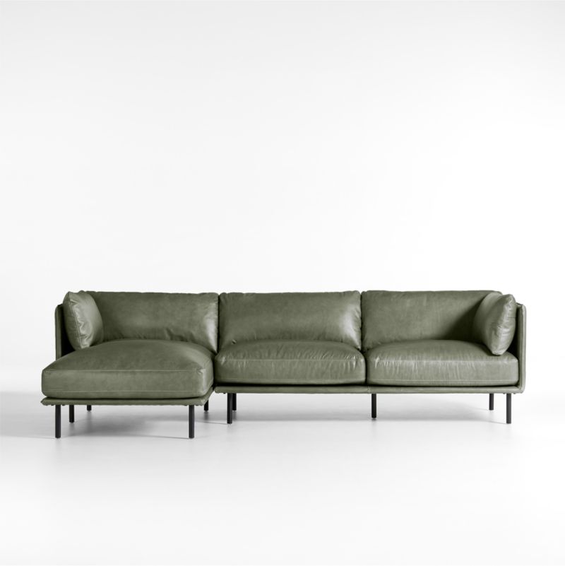 Wells Leather 2-Piece Chaise Sectional | Crate & Barrel