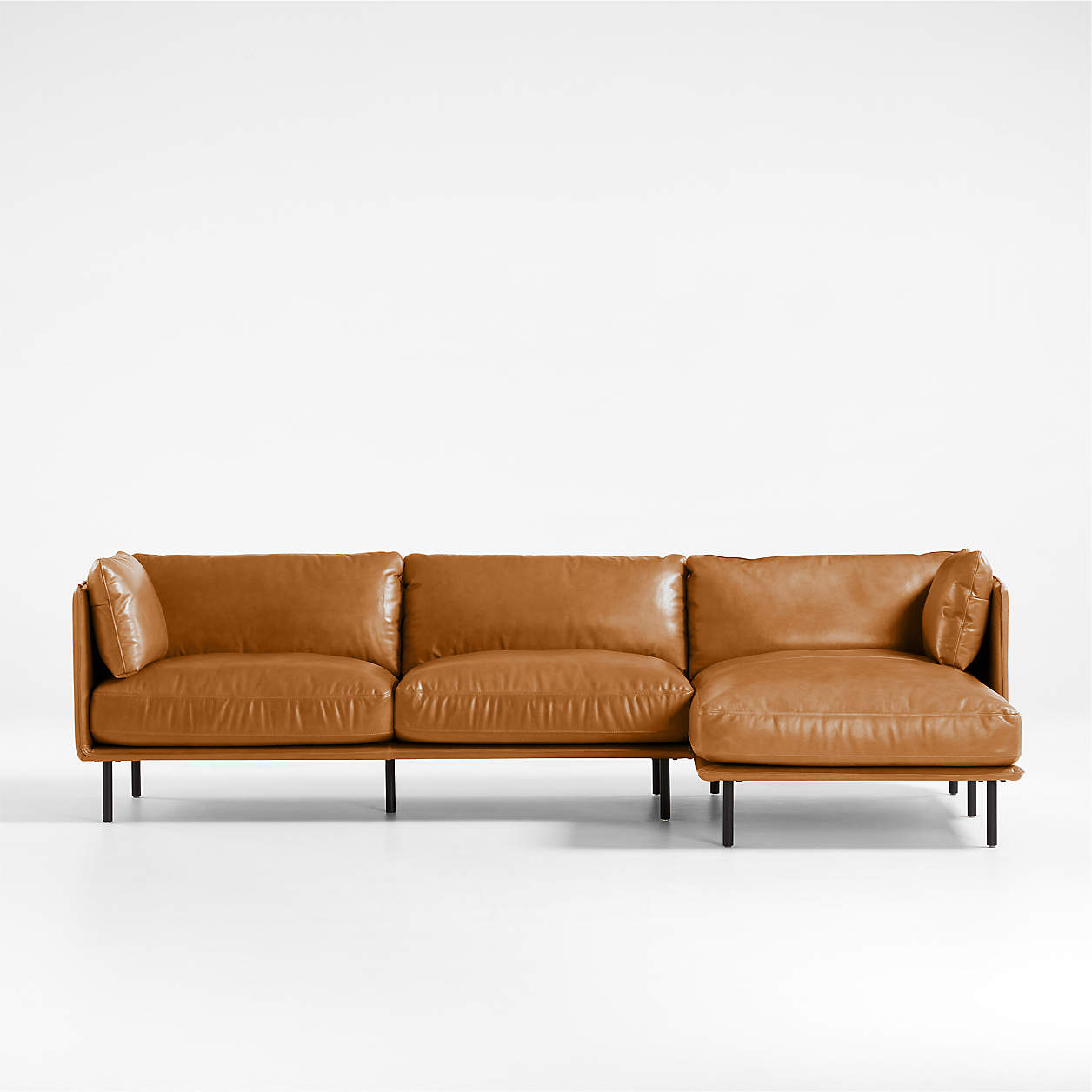 Wells Leather 2-Piece Chaise Sectional Sofa | Crate & Barrel