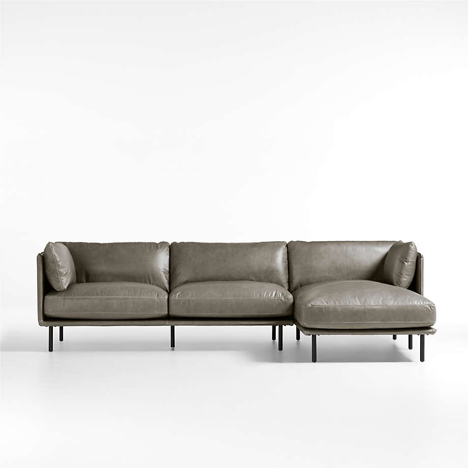 Wells Leather 2-Piece Chaise Sectional Sofa + Reviews | Crate & Barrel