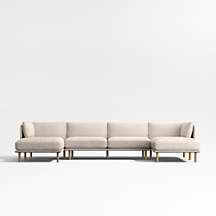 Wells 3-Piece Double-Chaise Sectional Sofa | Crate & Barrel
