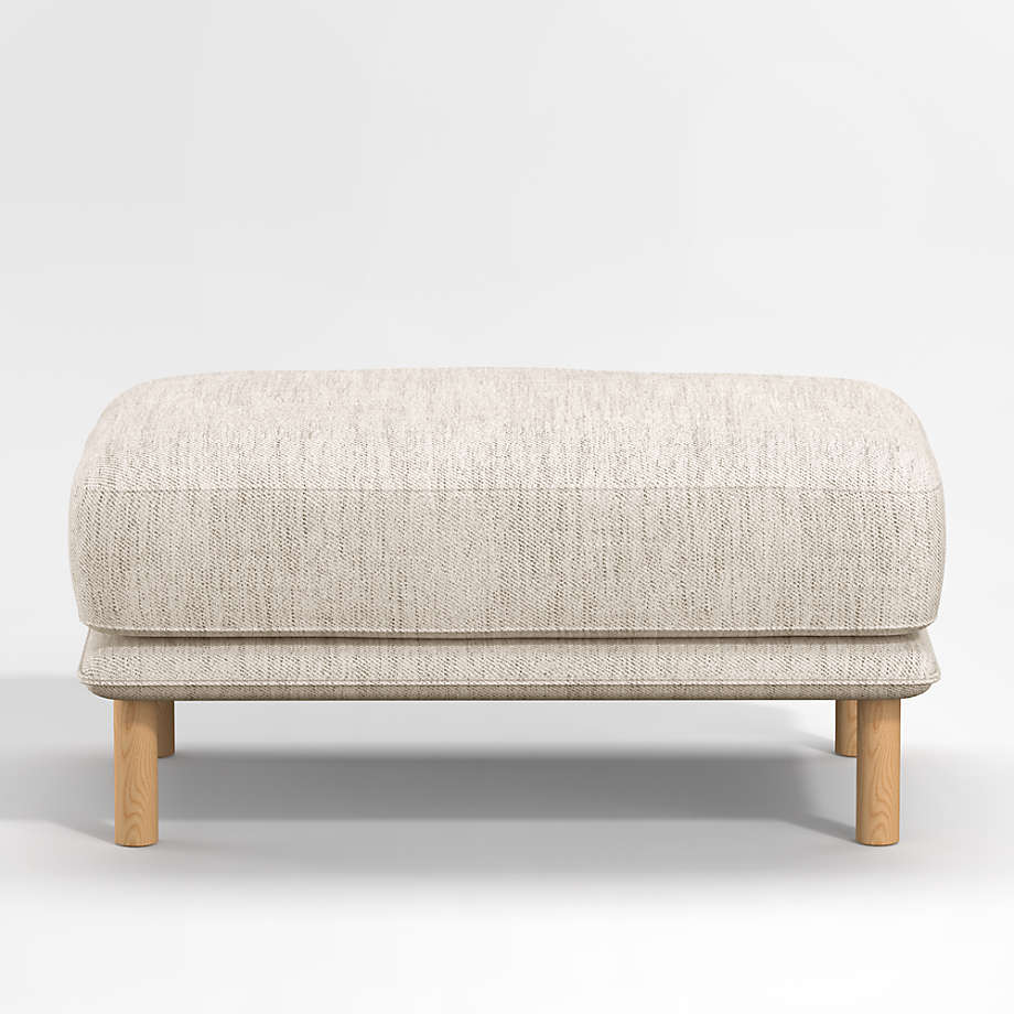 Wells Ottoman with Natural Leg Finish + Reviews | Crate & Barrel