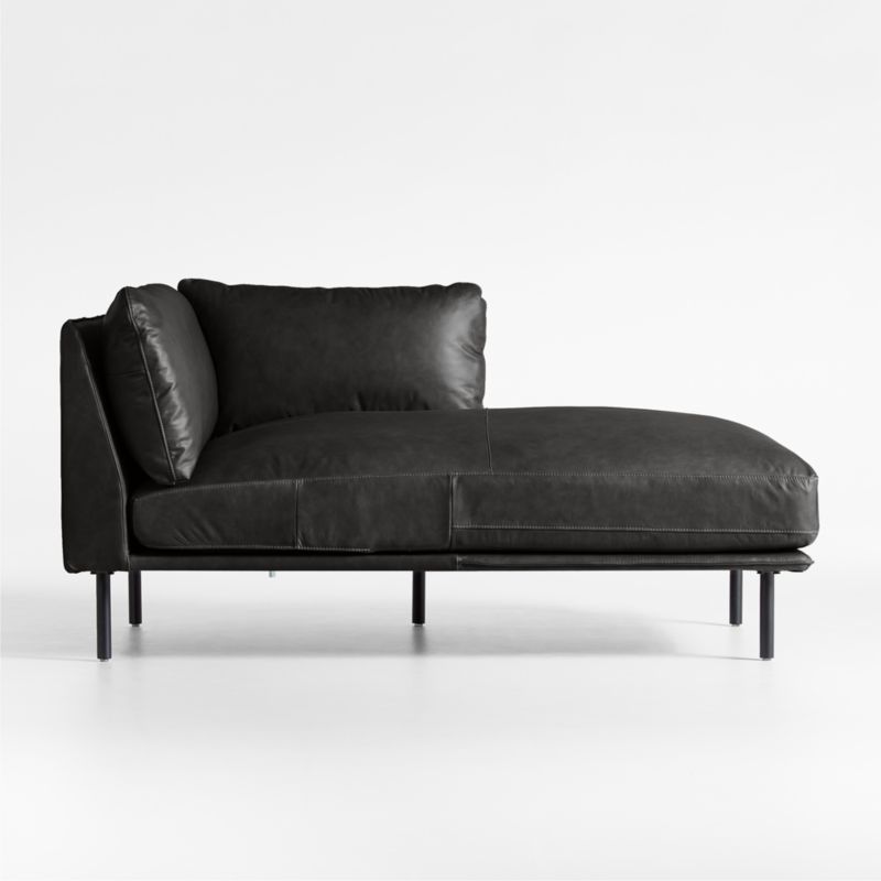 Wells Right-Arm Leather Chaise + Reviews | Crate & Barrel