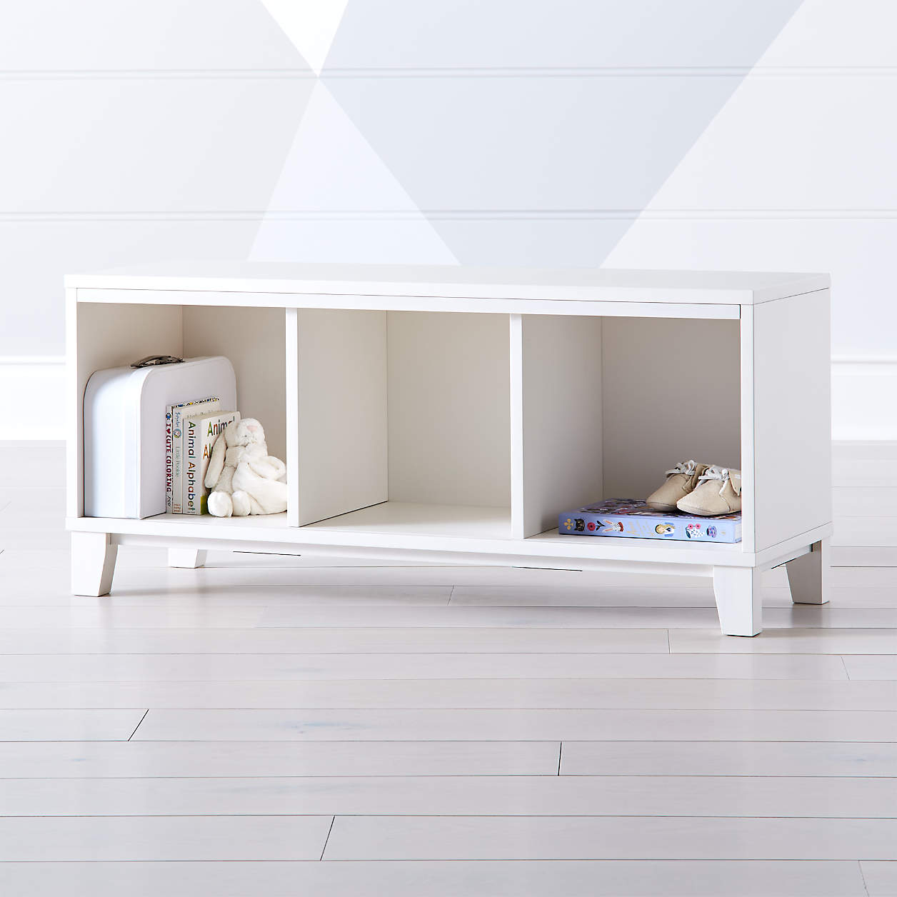District Warm White Wood 3-Cube Stackable Bookcase | Crate & Kids
