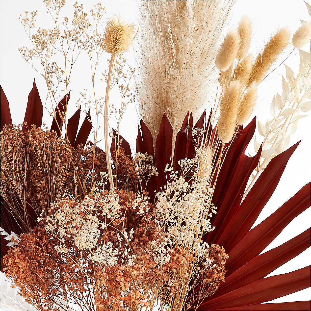 White Fern and Rust Palm Dried Bouquet 26" + Reviews | Crate & Barrel