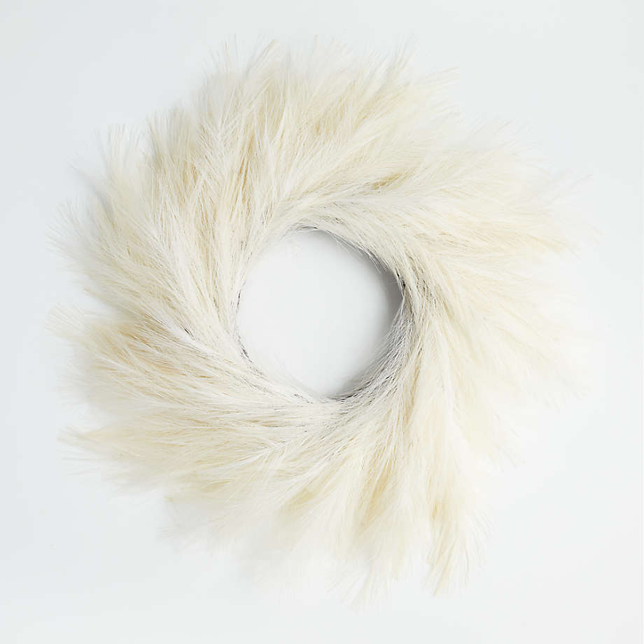 Artificial/Faux White Pampas Grass Decor Wreath + Reviews | Crate & Barrel