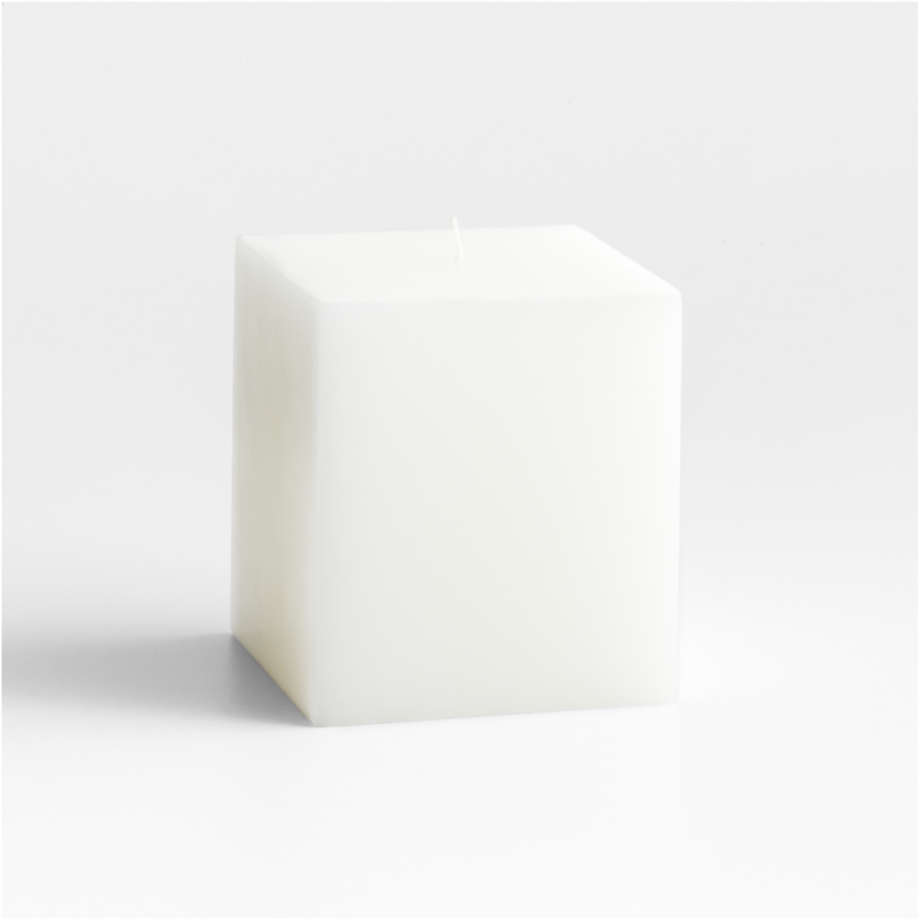 White Square Pillar Candle 4" | Crate & Barrel