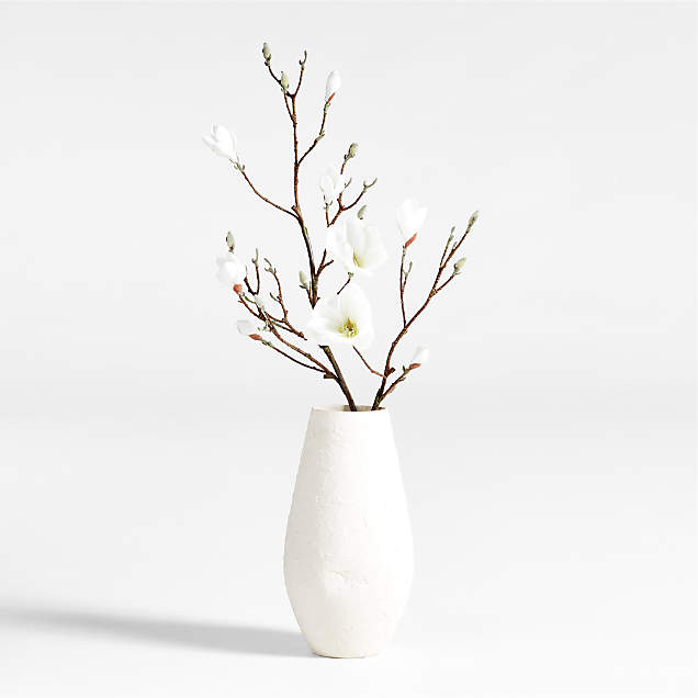 White Textured Ceramic Vase 9" + Reviews | Crate & Barrel