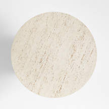 Willy Faux Travertine Resin 44" Round Pedestal Coffee Table by Leanne ...