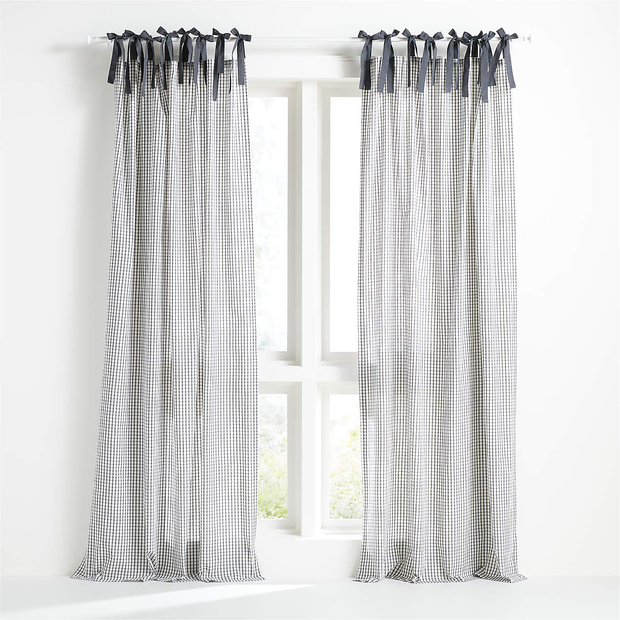 63" Grey Organic Cotton Windowpane Plaid Curtain Panel + Reviews ...