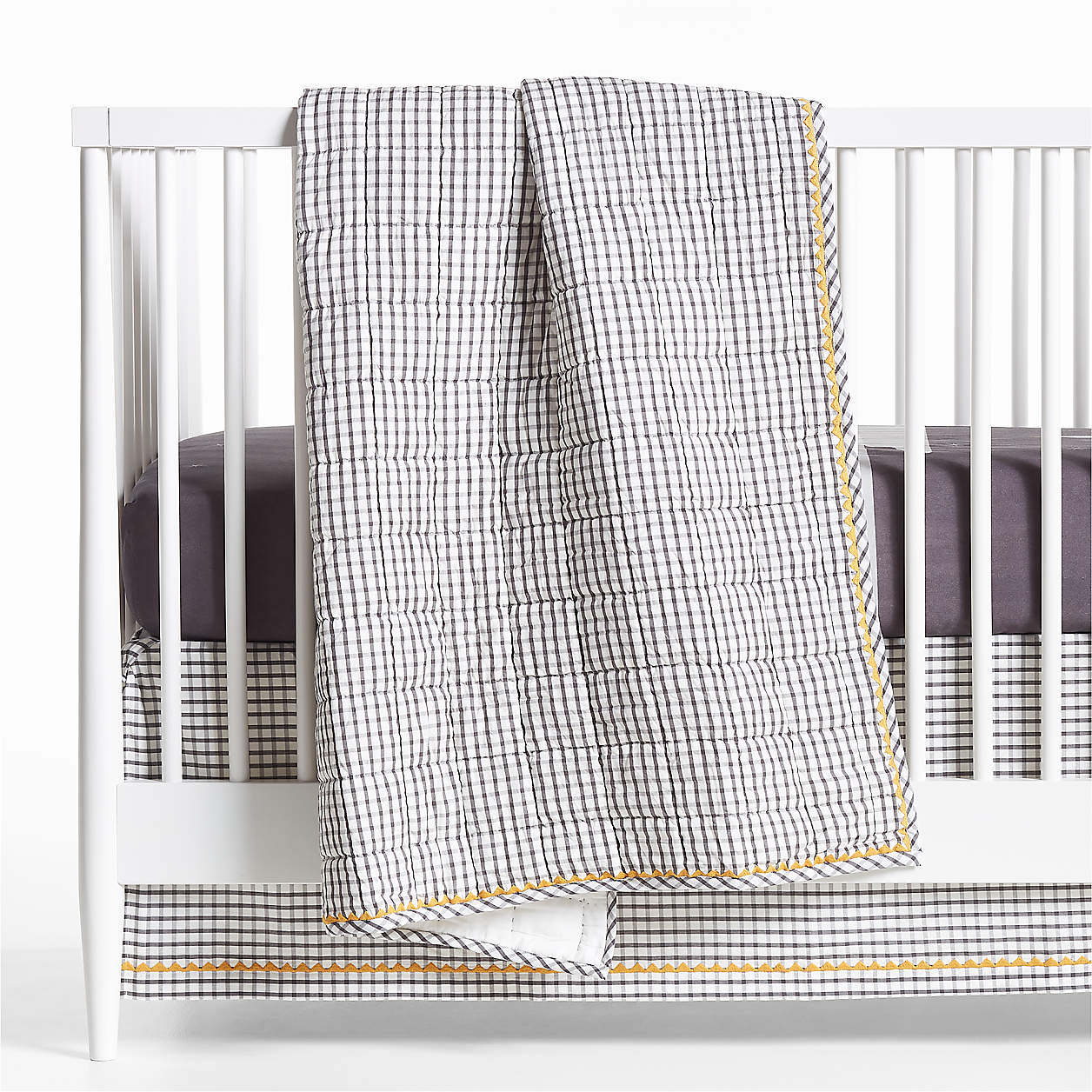 Grey Windowpane Plaid Organic Cotton Baby Crib Quilt + Reviews | Crate ...
