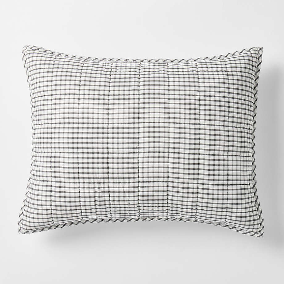 Kids Grey Windowpane Plaid Cotton Quilt Bedding Set | Crate & Kids