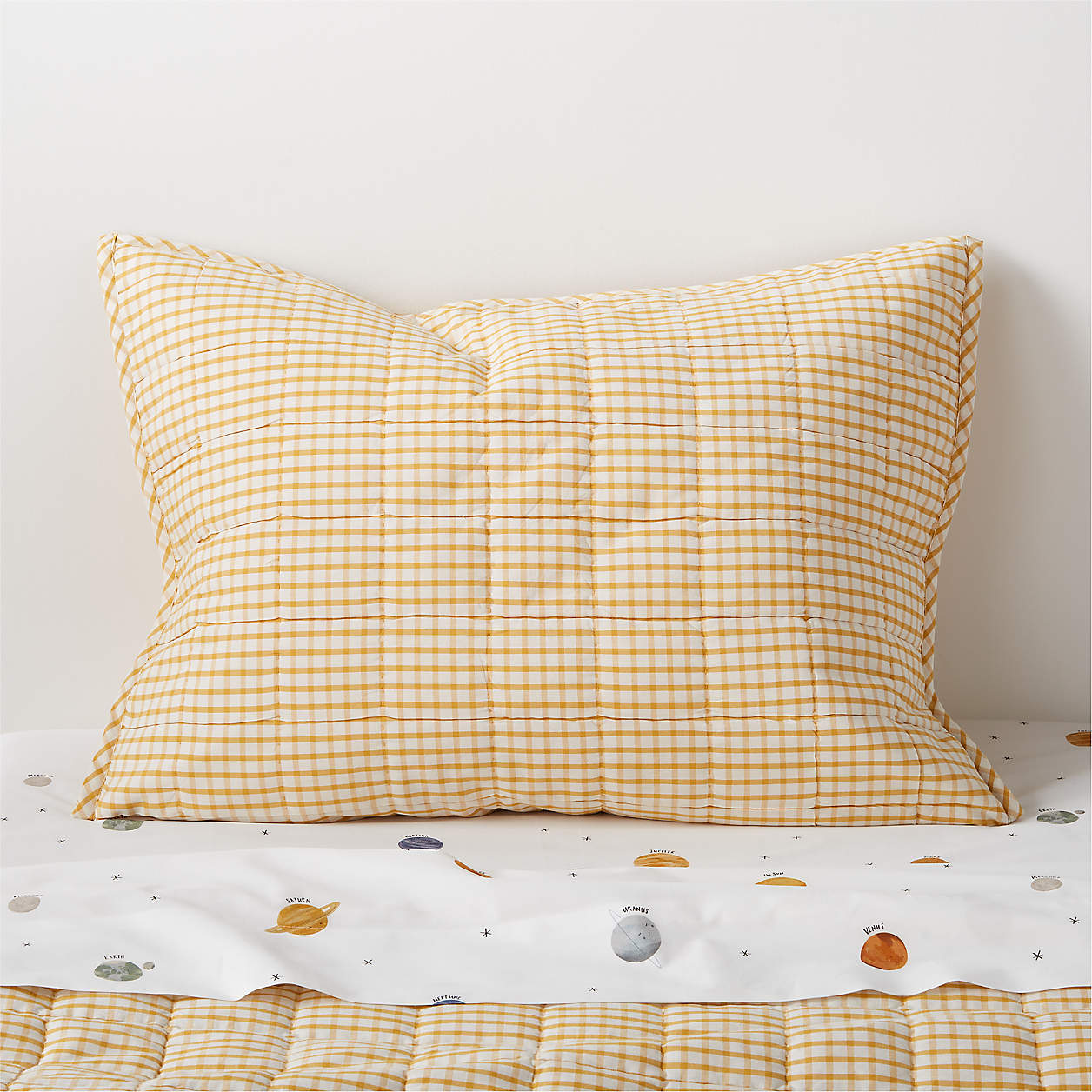 Yellow Windowpane Plaid Cotton Kids Bedding Bundle Set | Crate & Kids
