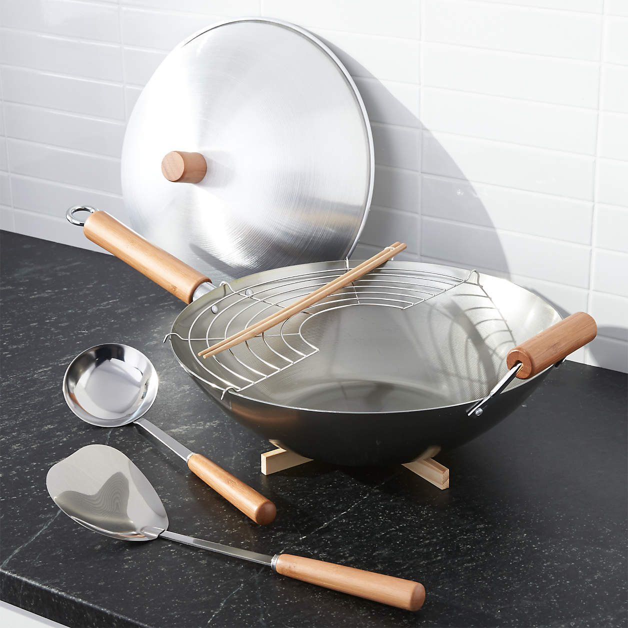 Carbon Steel Wok Set + Reviews | Crate & Barrel