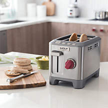 Wolf Gourmet 2-Slice Toaster with 1-Slice Toasting and Red Knob ...