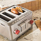 Wolf Gourmet 4-Slice Toaster with 1-Slice Toasting and Red Knobs ...