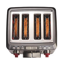 Wolf Gourmet 4-Slice Toaster with 1-Slice Toasting and Red Knobs ...