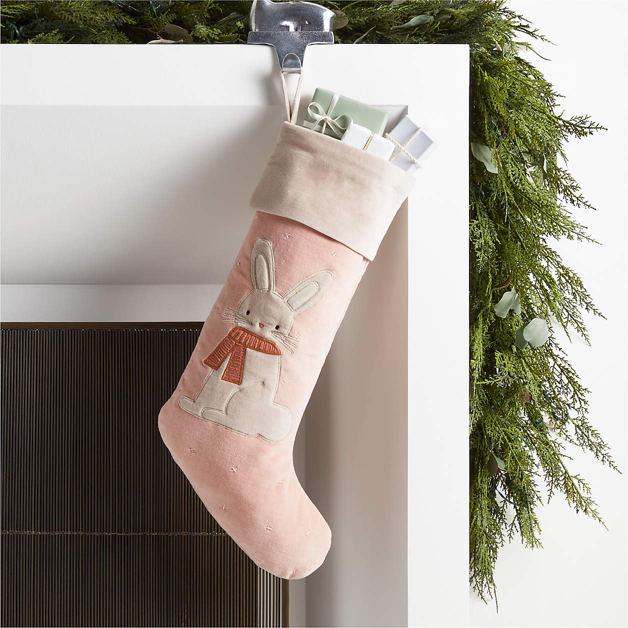 Wonderland Velvet Bunny Kids Christmas Stocking + Reviews | Crate & Kids