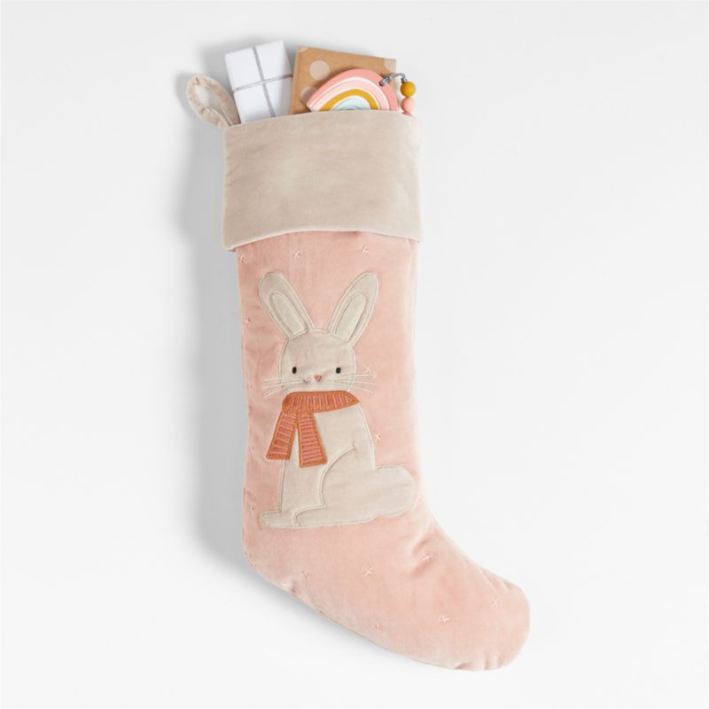 Wonderland Velvet Bunny Kids Christmas Stocking + Reviews | Crate & Kids