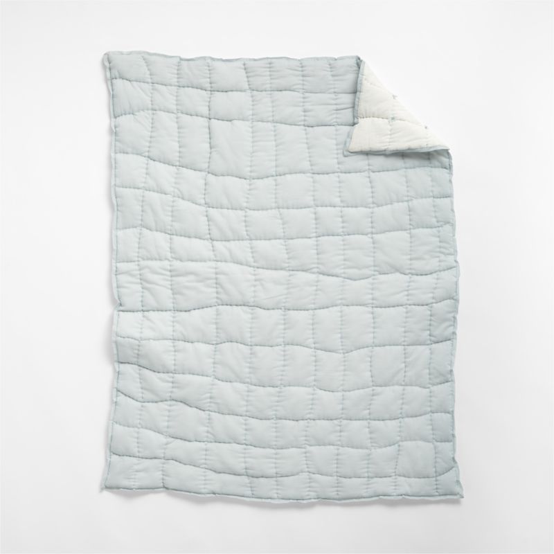 Modern Wonky Grid Light Blue Baby Crib Quilt + Reviews | Crate & Kids