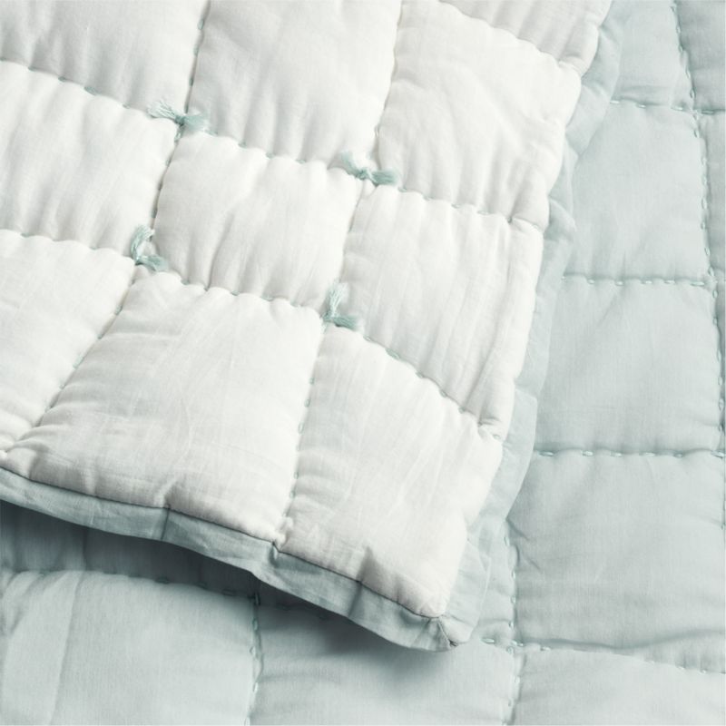 Modern Wonky Grid Light Blue Baby Crib Quilt + Reviews | Crate & Kids