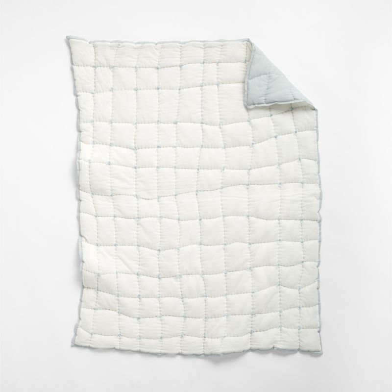 Modern Wonky Grid Light Blue Baby Crib Quilt + Reviews | Crate & Kids