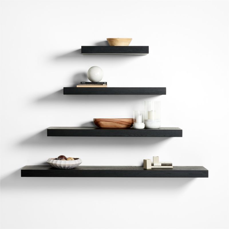 Black Elm Wood Floating Shelves | Crate & Barrel